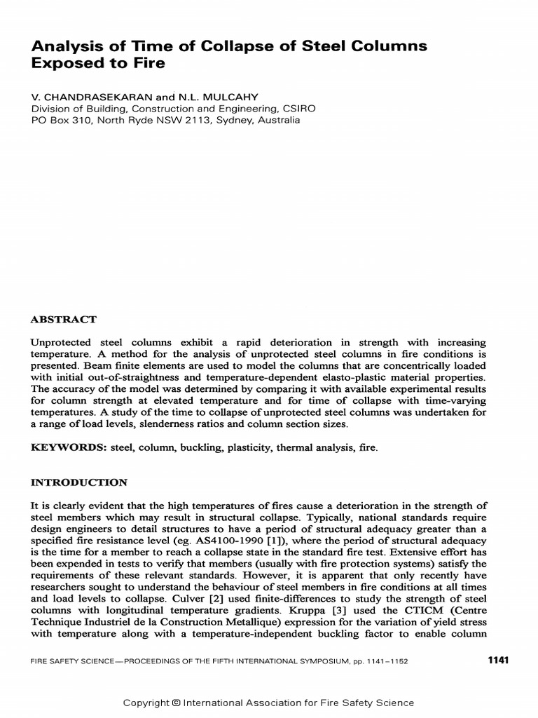 Analysis of Time of Collapse of Steel Columns Exposed T o Fire | PDF ...