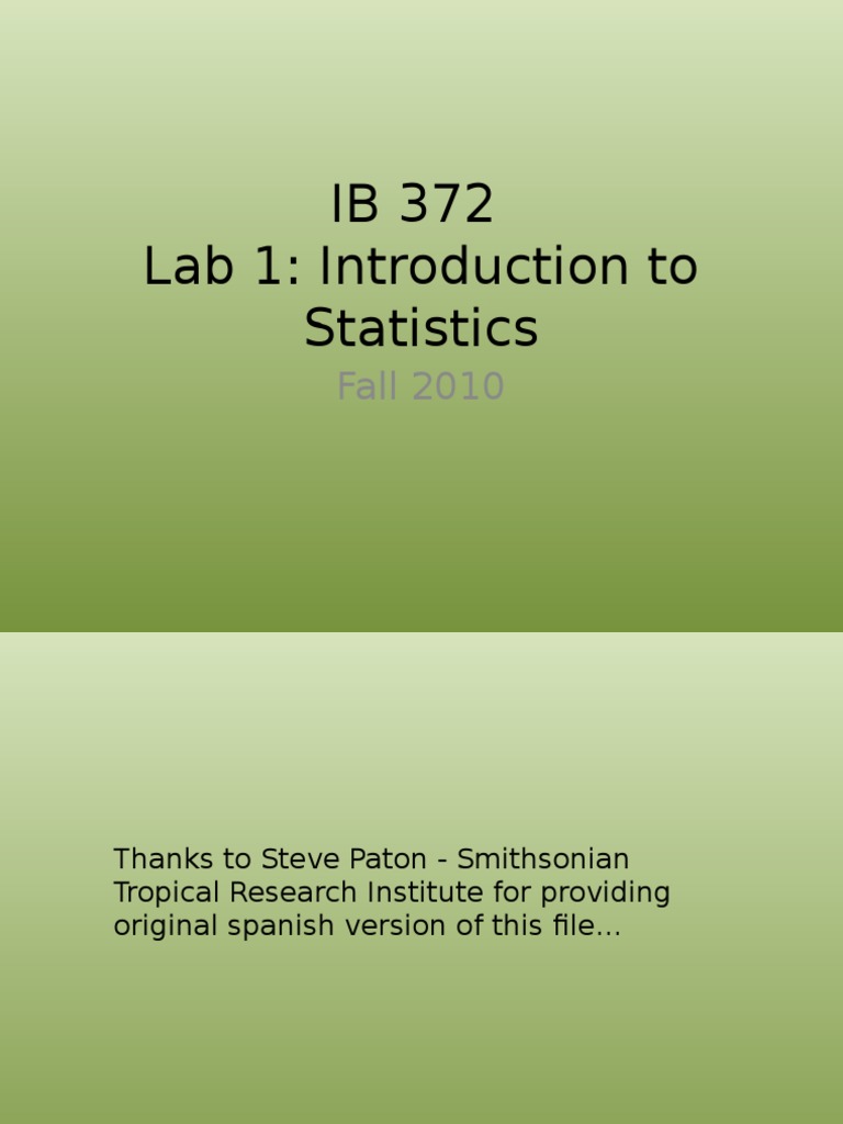 IB372 FA10 Lab01 Intro Statistics Presentation | PDF | Statistical ...
