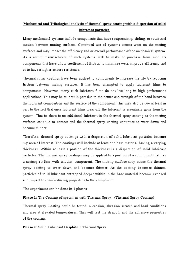 Research Intent | PDF | Wear | Lubricant