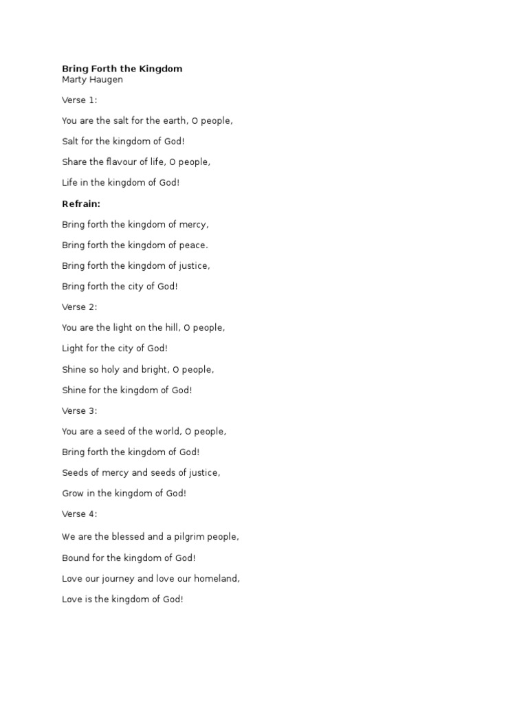 Bring Forth The Kingdom | PDF