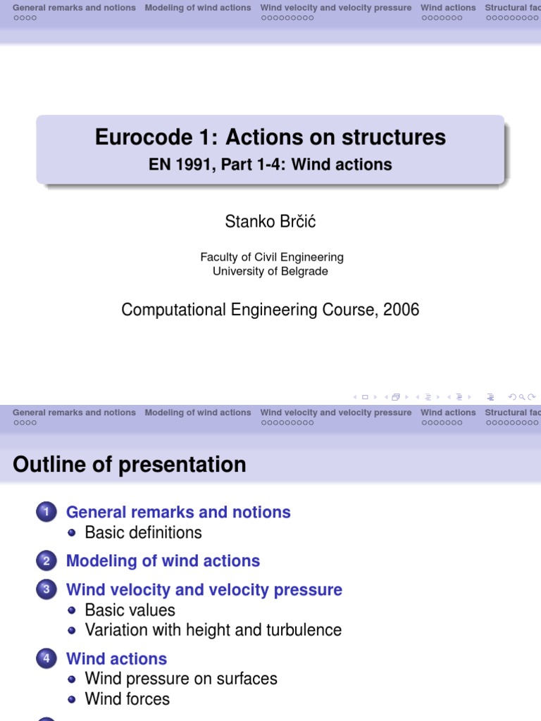 Eurocode 1: Actions On Structures: EN 1991, Part 1-4: Wind Actions | PDF
