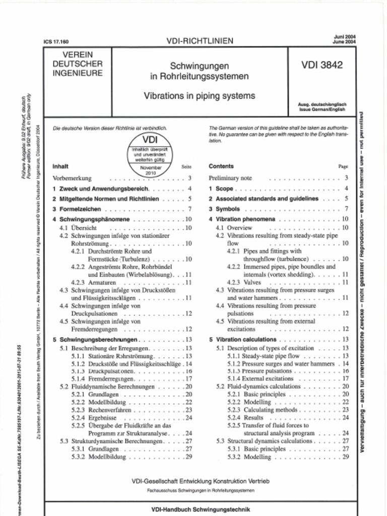 VDI 3842 - Vibrations in Piping System PDF | PDF