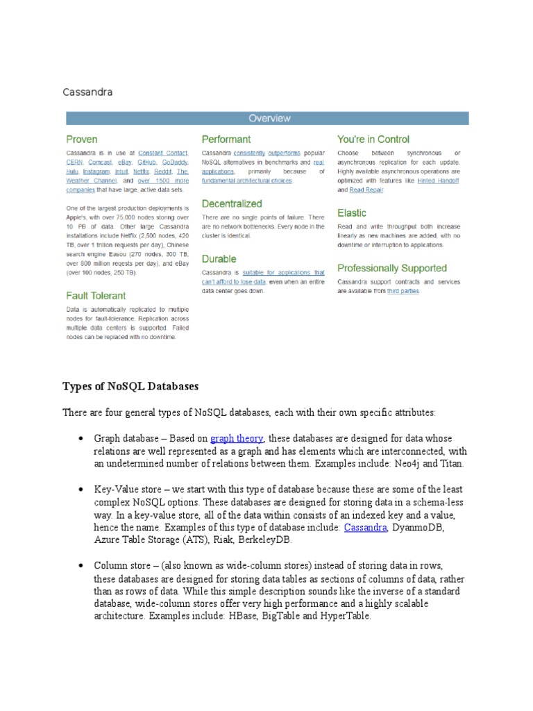 Cassandra Types Of Nosql Databases Pdf No Sql Relational Model 