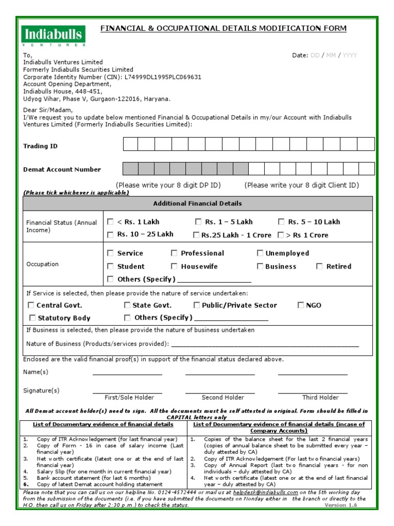 Financial Details Modification Form PDF | PDF | Government | Economies