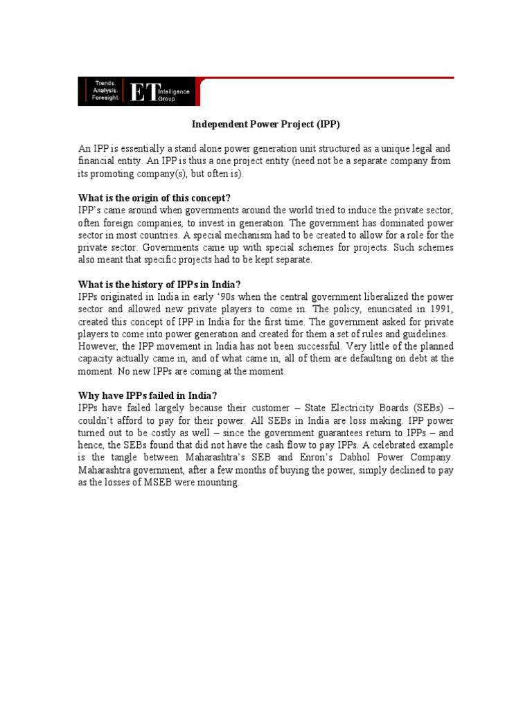 Independent Power Project (IPP) | PDF