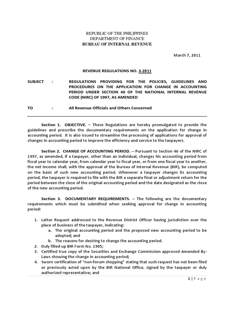 Change in Accounting Period Guidelines | PDF | Internal Revenue Service ...