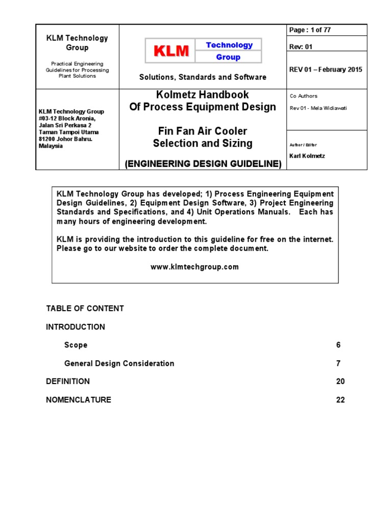 Engineering Design Guidelines Fin Fan Air Cooler Rev Web | PDF | Heat ...