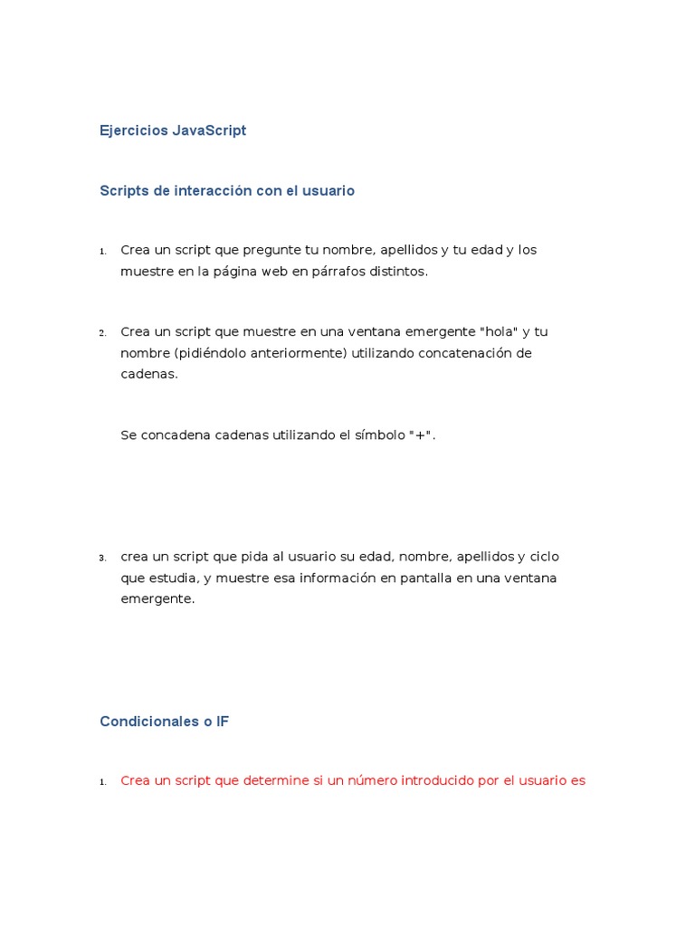 Ejercicios JavaScript Basicos | PDF | HTML | Desarrollo de software