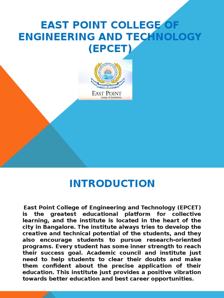 East Point College of Engineering and Technology | PDF