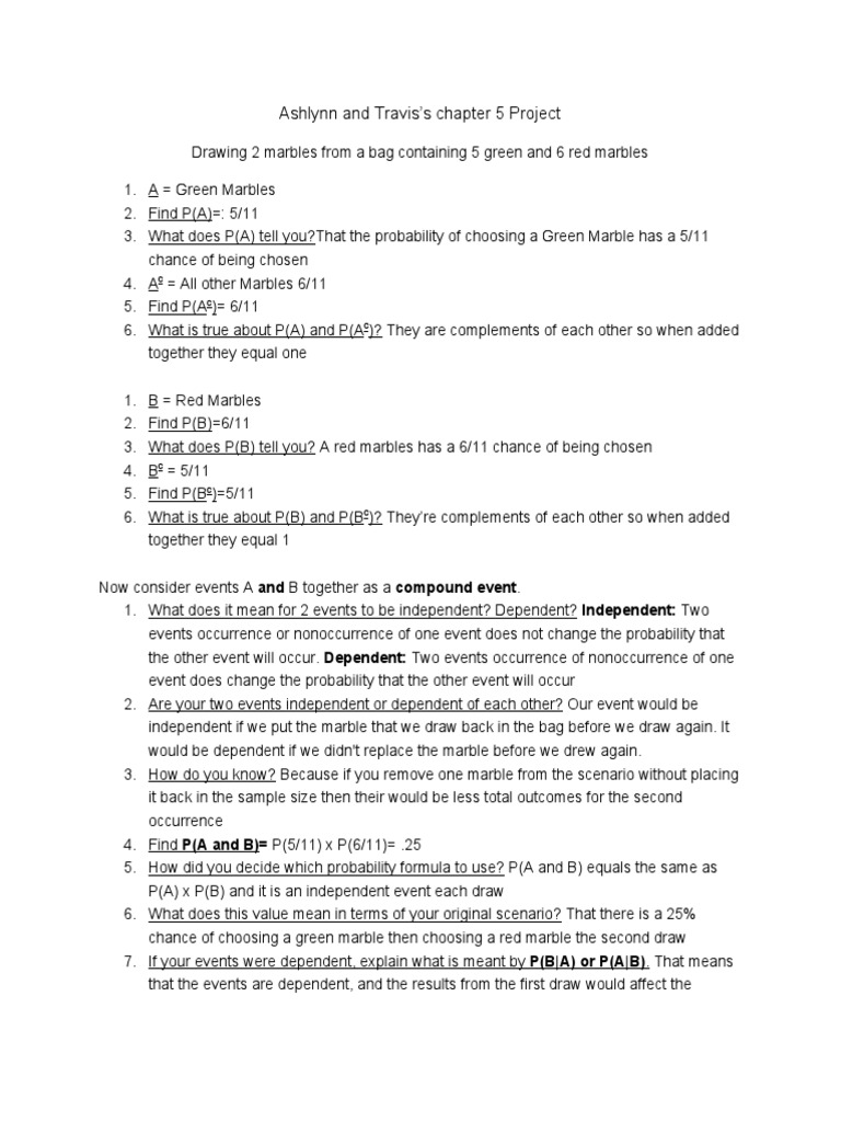 Ashlynn and Travis's Chapter 5 Project | PDF | Probability | Multiplication