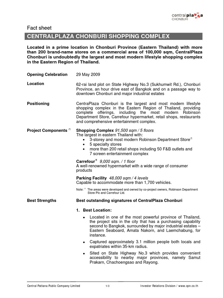 CHB FactSheet | PDF | Shopping Mall | Renting