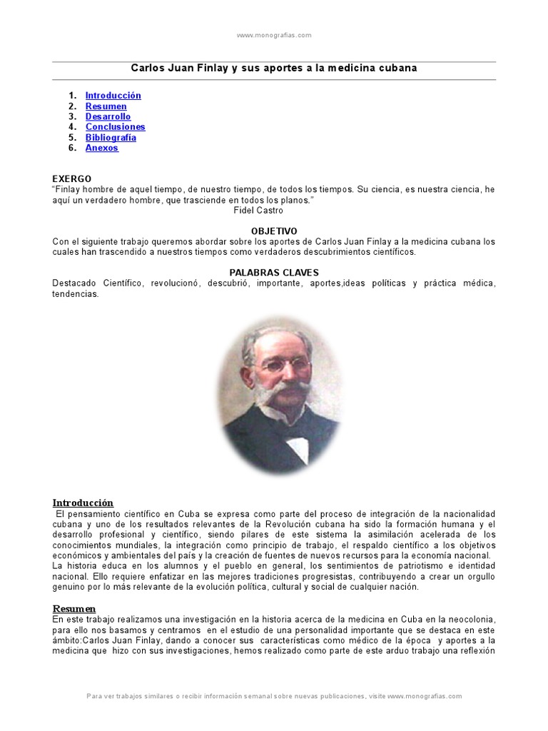 Aportes de Carlos J. Finlay a la Medicina | PDF | Cuba | Medicina