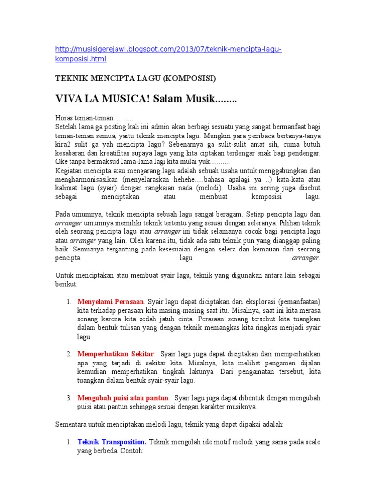 Teknik Mencipta Lagu Pdf