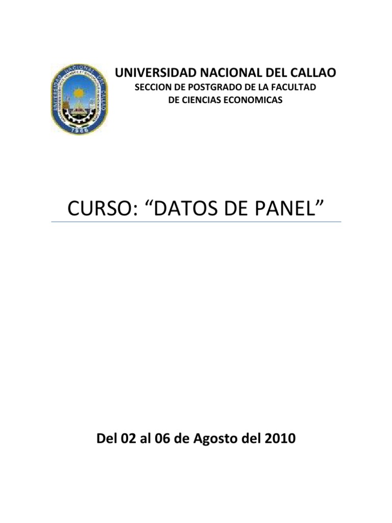 Curso - Datos - de - Panel - CEIN - Postgrado - Final Revisado | PDF