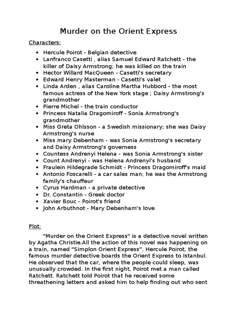 Murder On Orient Express | PDF | Agatha Christie Characters | Collins ...