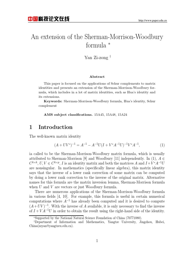 Sherman Morrison | PDF | Matrix (Mathematics) | Algebra