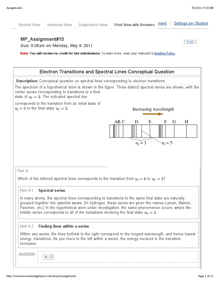Mastering Physics Homework Solution | PDF | Electron | Photoelectric Effect
