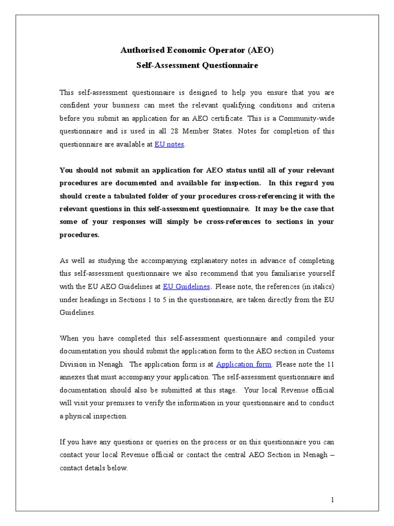 Aeo Self Assessment | PDF | Computer Security | Security