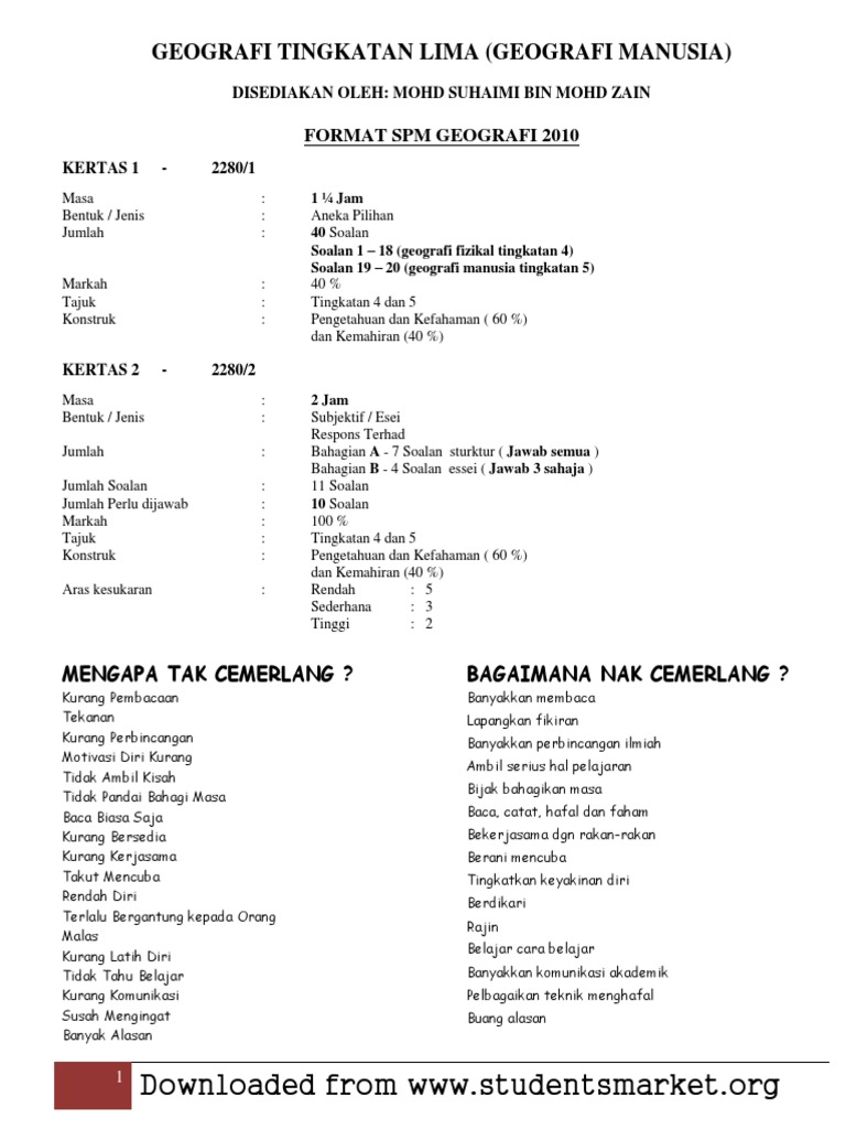 Geo 51 Nota Geografi-Tingkatan-Lima | PDF