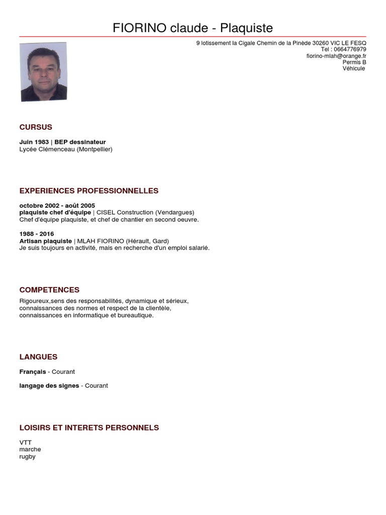 CV Claude Fiorino | PDF