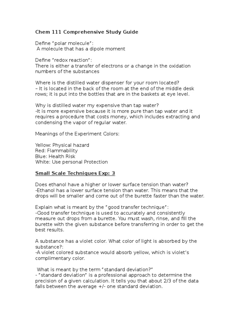 Chem 111 Study Guide | PDF | Spectroscopy | Aluminium