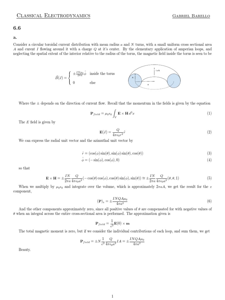 Jackson Chapter 6 Solution Pdf Dipole Momentum