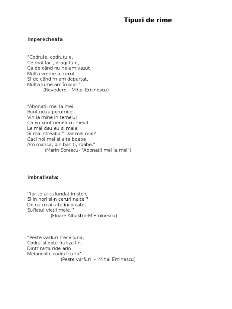 Tipuri de Rime