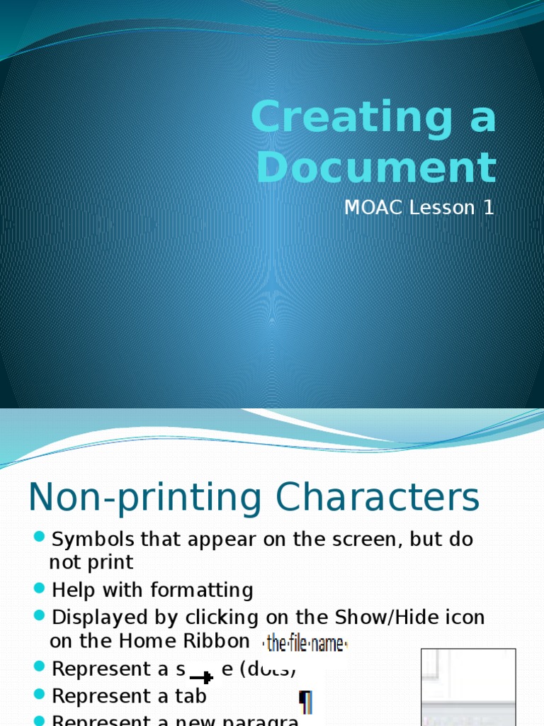 Creating A Document: MOAC Lesson 1 | PDF