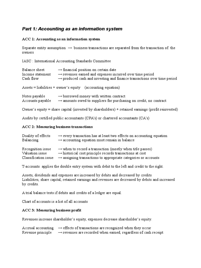 Accounting Summary Part 1 | PDF | Debits And Credits | Business Economics
