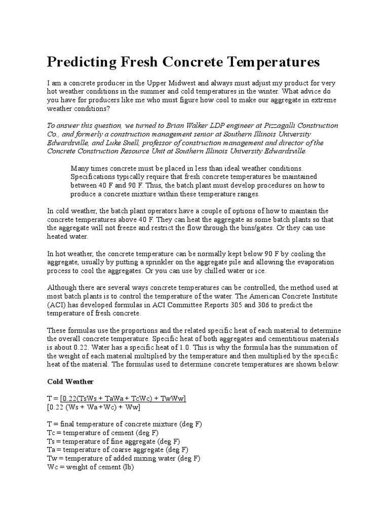 Fresh Concrete Temperature Management | PDF | Construction Aggregate ...