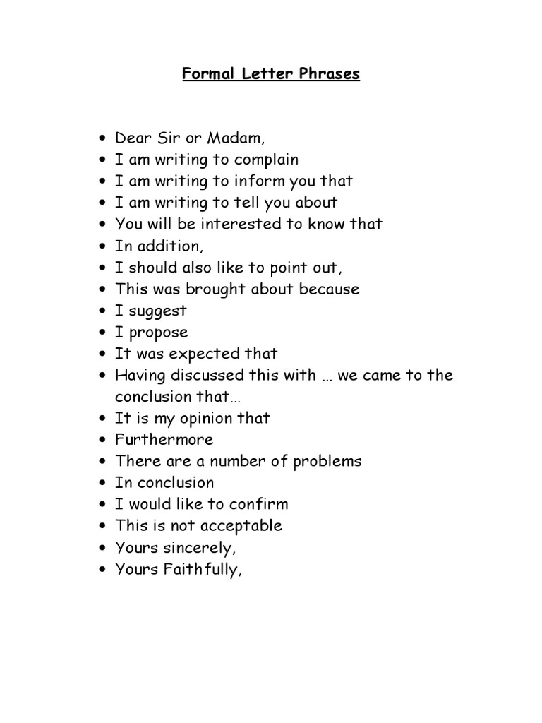 Formal Letter Phrases | PDF