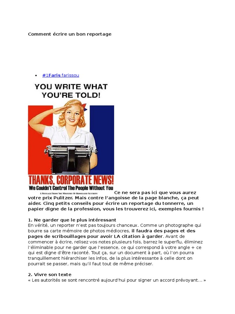 Comment Écrire Un Bon Reportage | PDF