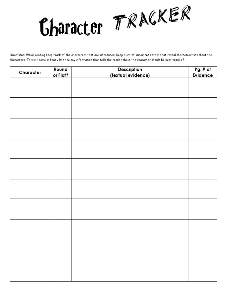 Character Tracking Guide for Writers | PDF