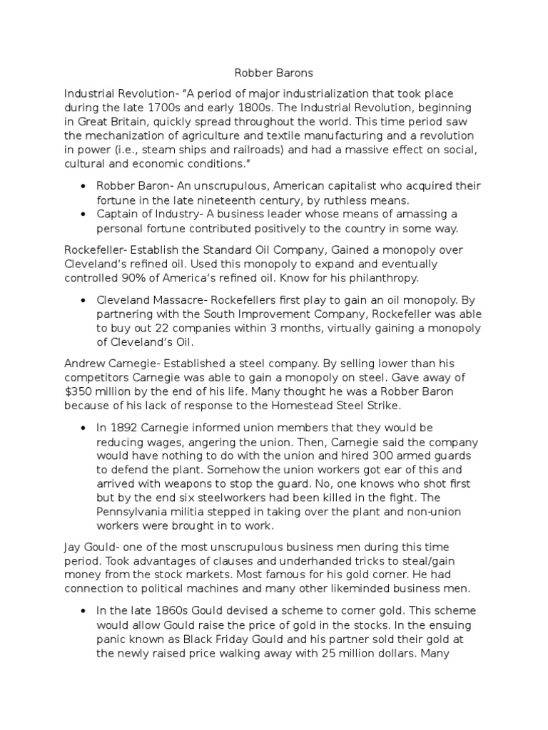 Robber Barons | Download Free PDF | John D. Rockefeller | Andrew Carnegie