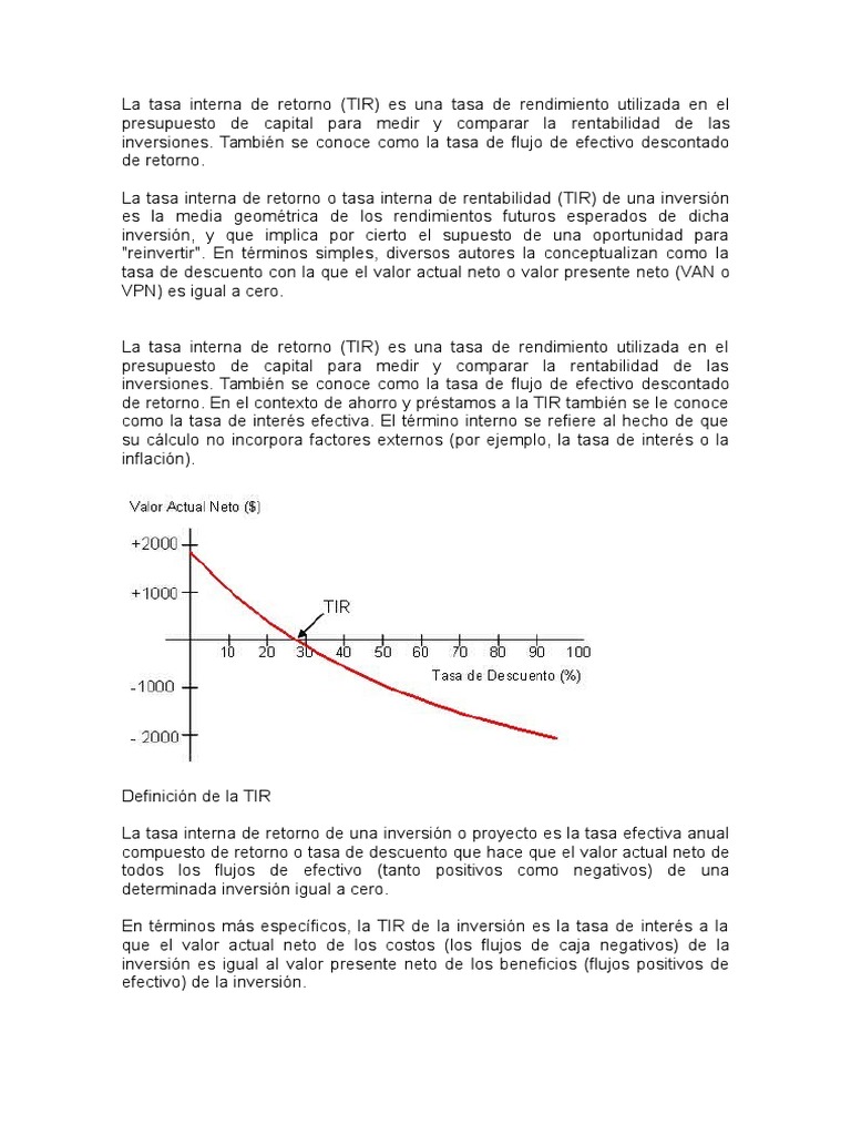 Tasa Interna de Retorno y Valor Presente Neto | PDF | Valor presente neto | Tasa interna de retorno