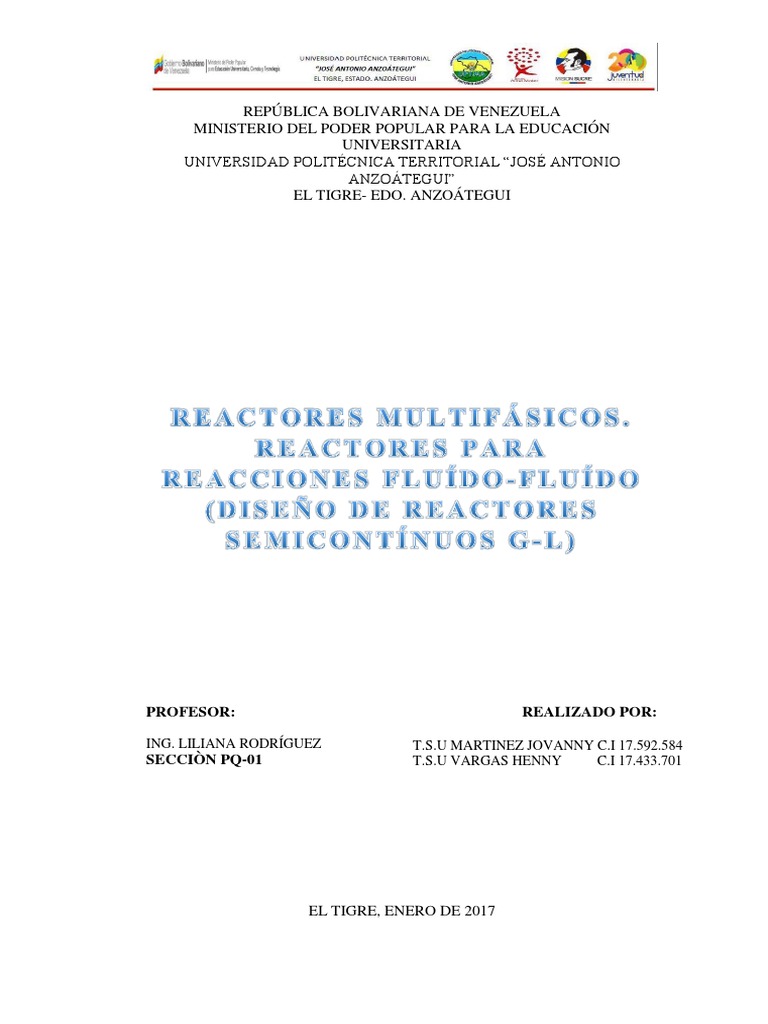 Trabajo de Reactores Semi-Continuos | PDF | Reactor Quimico | Reacciones químicas