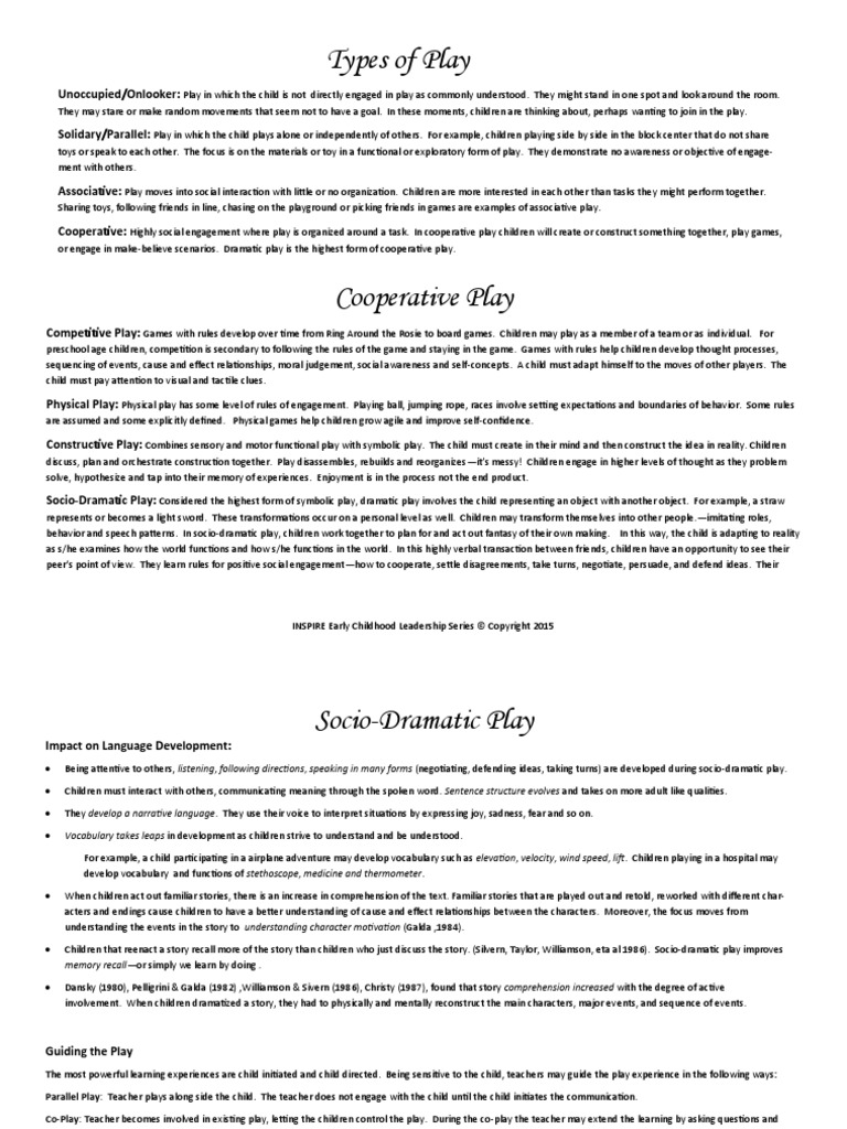 Types of Play | PDF | Language Development | Early Childhood Education