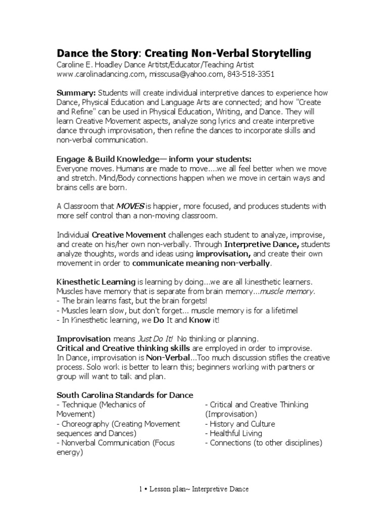 Creative Dance | PDF | Dances | Nonverbal Communication