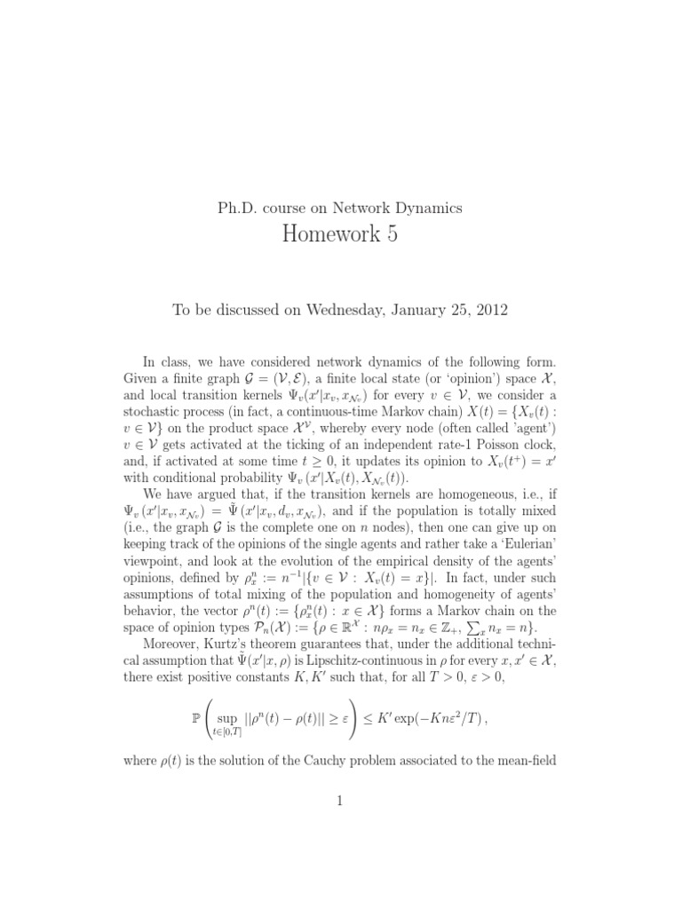 Network Dynamics HW 5 | PDF | Markov Chain | Dynamical System