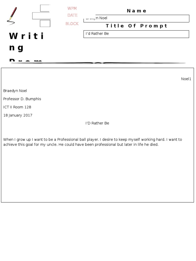 Writing Prompt 1 Braedyn | PDF