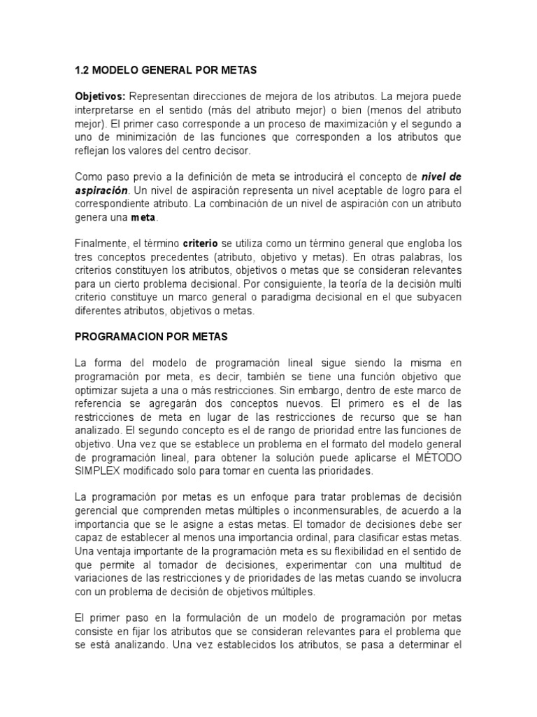 Modelo General de Programación por Metas | PDF | Programación lineal ...