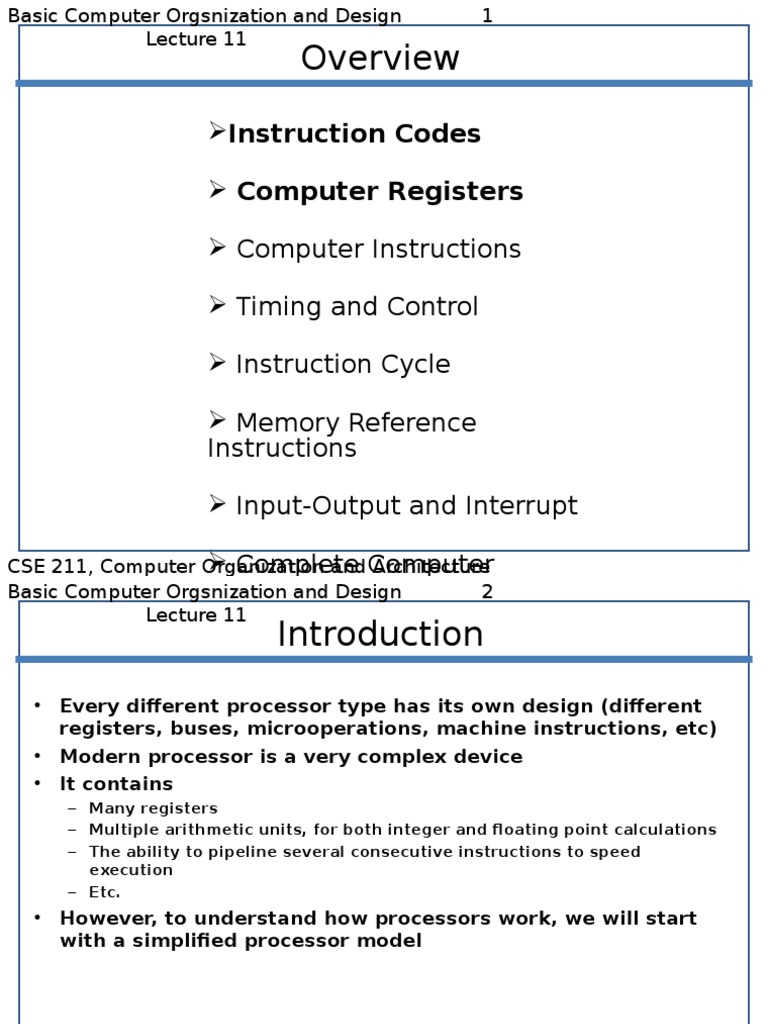 Timing and Control Instruction Cycle Memory Reference Instructions Input-Output and Interrupt ...