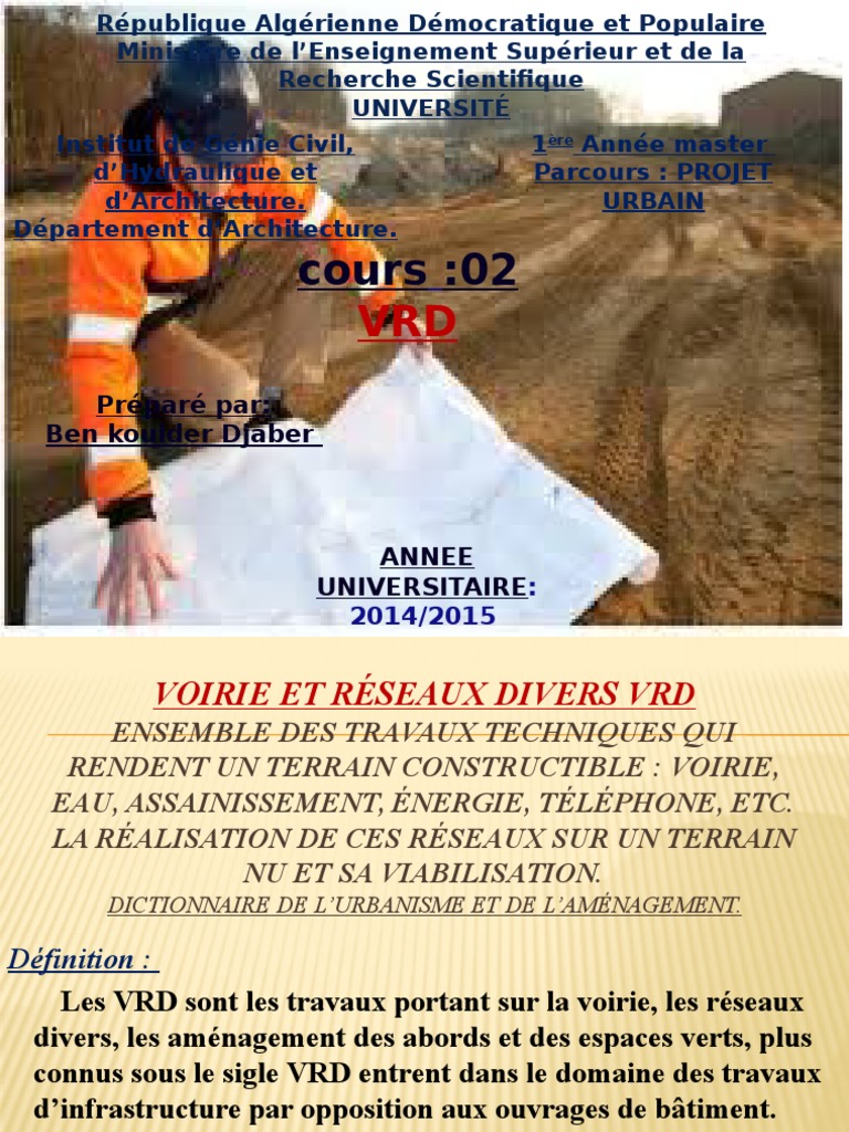 Cour Djaber VRD | PDF | Stationnement | Assainissement