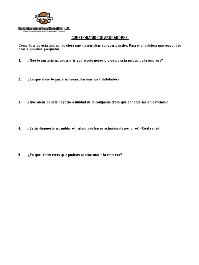 Cuestionario Colaboradores | PDF