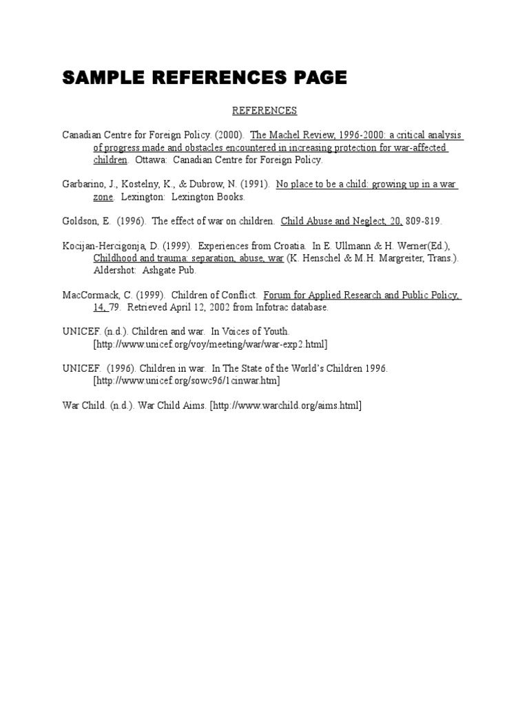 Sample References Page | PDF