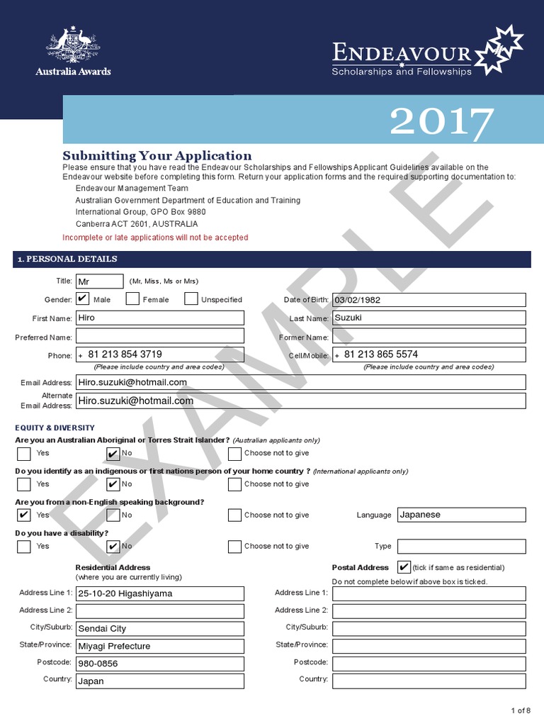 Endeavour Application Example | PDF | Doctor Of Philosophy | Personally ...