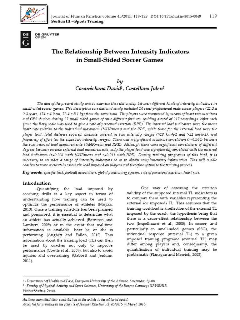 SN048The Relationship Between Intensity Indicators in Small-Sided ...