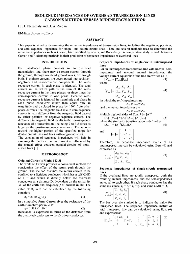 Sequence Impedances of Overhead Transmission Lines PDF | Download Free ...