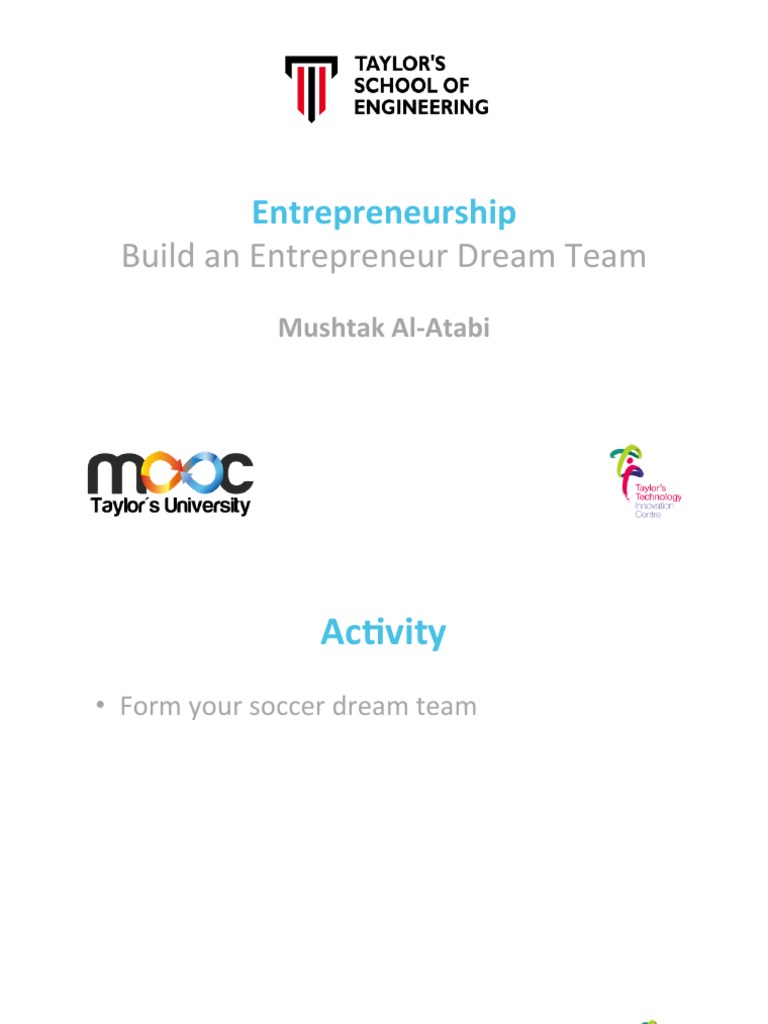Entrepreneurship 04 Build An Entrepreneur Dream Team | PDF ...