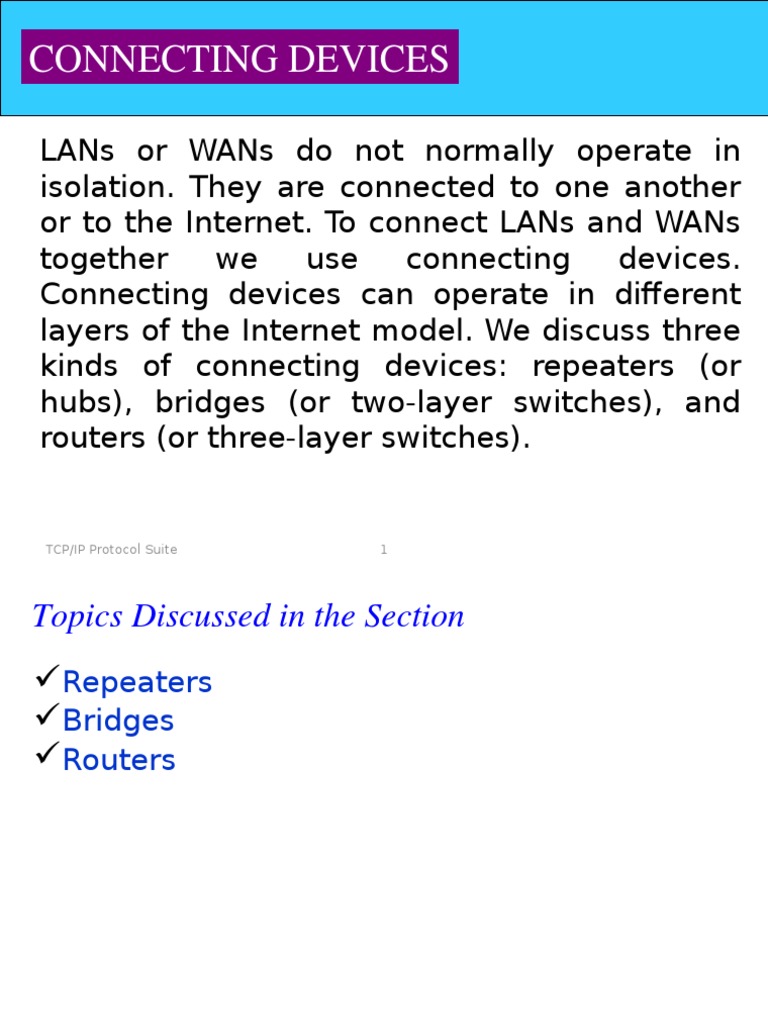 Connecting Devices: TCP/IP Protocol Suite 1 | PDF